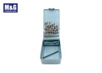 China DIN338 HSS Drill Bits Set 25 Pieces 1-13mm 135 Degree Split Point Metal Box for sale
