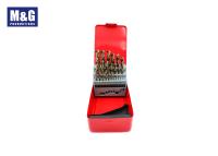 China DIN338 HSS Drill Bits Set 25 Pieces 1-13mm 135 Degree Split Point Metal Box for sale