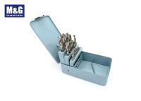 China DIN338 HSS Drill Bits Set 25 Pieces 1-13mm 135 Degree Split Point Metal Box for sale