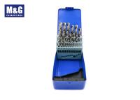 China DIN338 HSS Drill Bits Set 25 Pieces 1-13mm 135 Degree Split Point Metal Box for sale