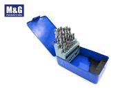 China DIN338 HSS Drill Bits Set 25 Pieces 1-13mm 135 Degree Split Point Metal Box for sale