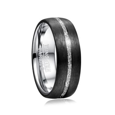 China 2019 8mm Width Men's Tungsten Carbide Ring Inlaid Carbon Fiber + Imitation Vermiculite Tungsten Steel Ring Wedding Band for sale