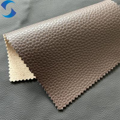 China Brown Color Eco Friendly Imitation Leather Flocked Backing Technic Synthetic Leather Fabric For Automotive for sale