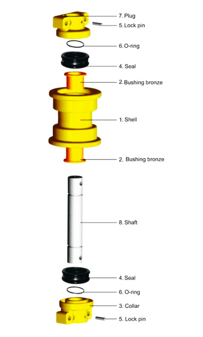 Hitachi EX60-5 Carrier Roller installation diagram