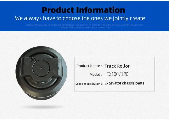 EX100 Track Roller side view showing mounting holes and shaft