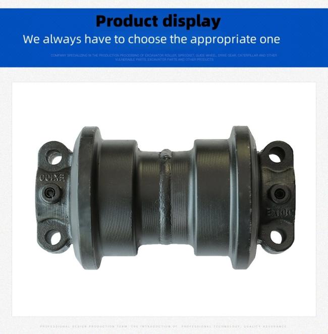 Close-up of EX100 Track Roller showing wear-resistant rim