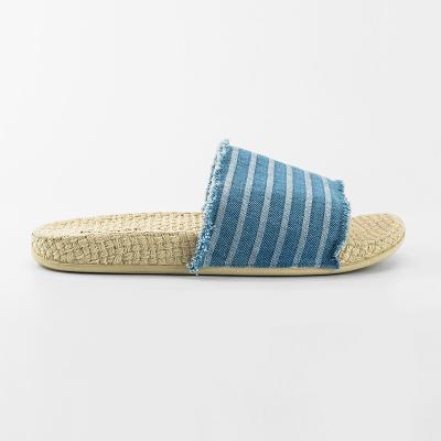 China Sandálias de Straw Textured Sole Denim Slide, mulheres resistentes das sandálias do deslizamento 38EU à venda