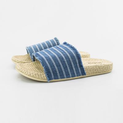 China Sandálias de Straw Textured Sole Denim Slide, mulheres resistentes das sandálias do deslizamento 38EU à venda