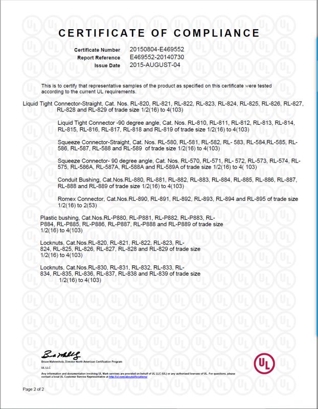 UL FOR METAL FLEXIBLE CONDUIT - Hangzhou lianli electrical co,. ltd.