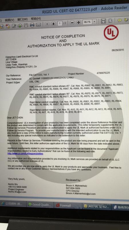 UL RIGID FITTINGS - Hangzhou lianli electrical co,. ltd.