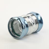 China Raintight EMT Compression Coupling 3/4 to 4 Inch Green Cap Insulated Ring Steel UL Listed for sale