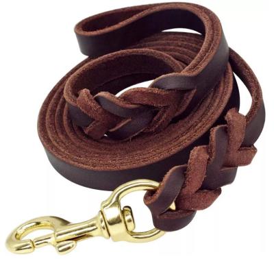 China leather slip lead for dogs Training 4/6 ft Length 3/5 inch Width for Medium and Large Dogs for sale