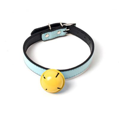 China Soft Adjustable Leather Cat Collar With Bell Metal Buckle for sale