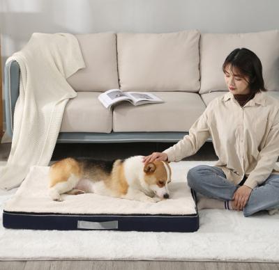 China Memory Foam Dog Bed Amazon Quilted Plush Dutch Velvet Top With Removable Washable Cover & Non-Slip Bottom for sale