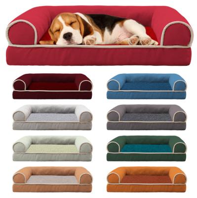 China Eggshell Cotton Filling Elegant Grey Pet Sofa Bed With Non Slip Bottom for sale
