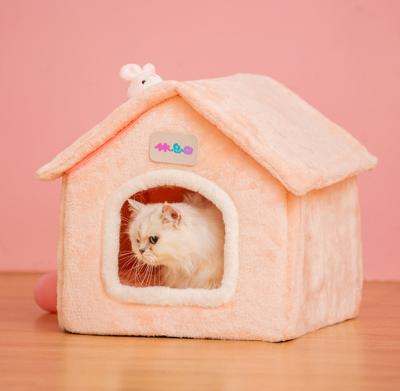 Cina Letti rosa arancioni del cane & di Cat Sleeping House For Cat con il cuscino molle in vendita