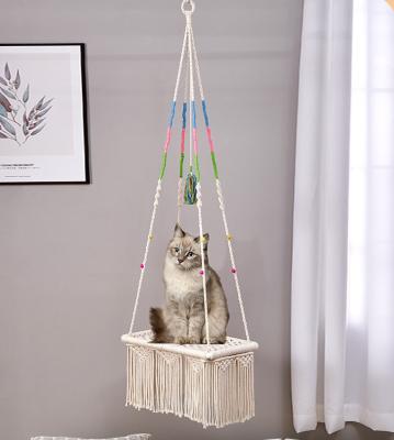 Cina Corda d'oscillazione di Cat Hammock Hand Woven Cotton per i gatti dell'interno in vendita