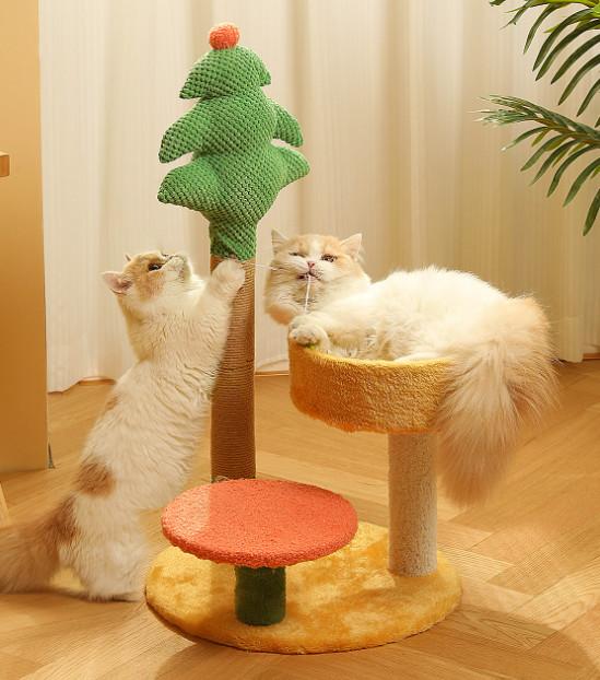 cat tree with large bed
