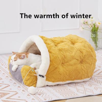 China Arctic Velvet Game Machine Two Cats In Bed Cushion Plush Warm Semi Enclosed Cat Nest Dual-Use Pillow for sale