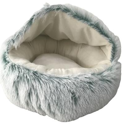 China Semi Enclosed Thickened Clamshell Dog Bed Winter Warm Pet Plush Nest for sale