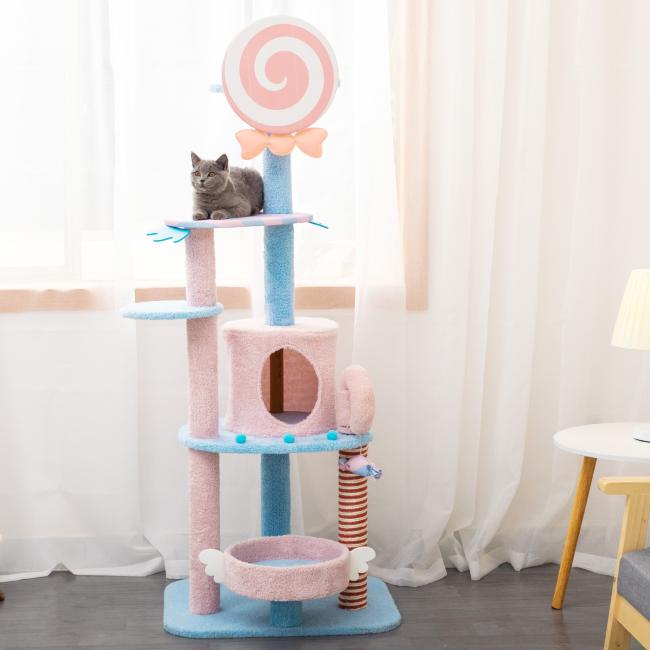 cat tree with two beds
