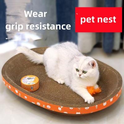 China Round Cat Scratch Board Bed Toy No Chip Tease Cat Scratch Basin Crawl Nest for sale