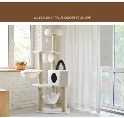 China 7cm / 8cm Wood Cat Tree Tower Fleece Cloth For Large Cats for sale
