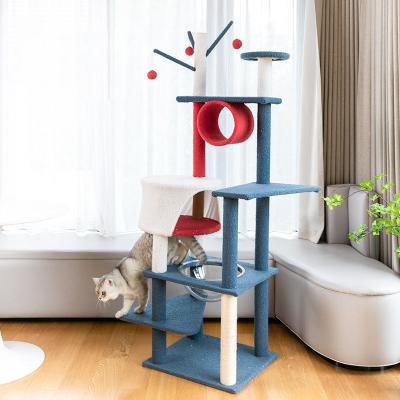 China Gatos grandes de madera de las telas DIY Cat Tree House Tower For de la felpa en venta