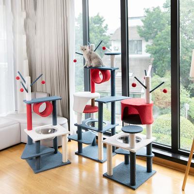 China Gatos grandes de madera de las telas DIY Cat Tree House Tower For de la felpa en venta