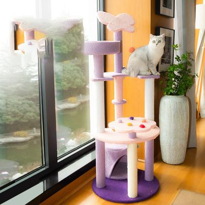 China Indoor Cat Climbing Frame Aesthetic Butterfly DIY Cat Tower for sale