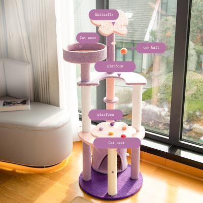China Indoor Cat Climbing Frame Aesthetic Butterfly DIY Cat Tower for sale