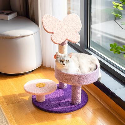 China Indoor Cat Climbing Frame Aesthetic Butterfly DIY Cat Tower for sale