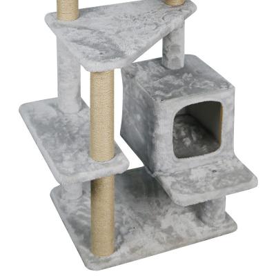 China Gray Short Plush And Sisal Cat Tower Large Cat Tree alta para el resto en venta