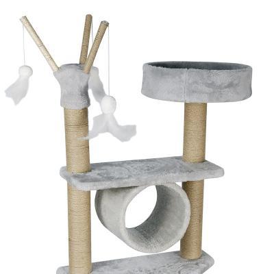 China Gray Short Plush And Sisal Cat Tower Large Cat Tree alta para el resto en venta