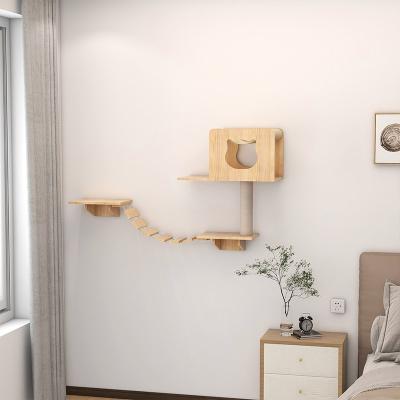 China Diy Cat Climbing Wall Wood Cute Cat Tree Save Space Free Combination for sale