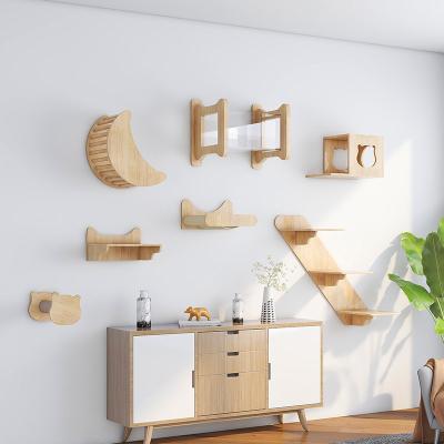 China Diy Cat Climbing Wall Wood Cute Cat Tree Save Space Free Combination for sale