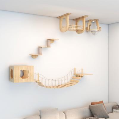 China Diy Cat Climbing Wall Wood Cute Cat Tree Save Space Free Combination for sale