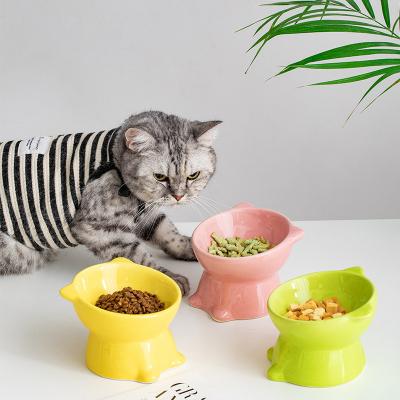Cina Protezione del collo per animali domestici vaschetta ceramica elevata per gatti vaschetta diagonale per cani per evitare versamenti di acqua e cibo vaschetta in vendita