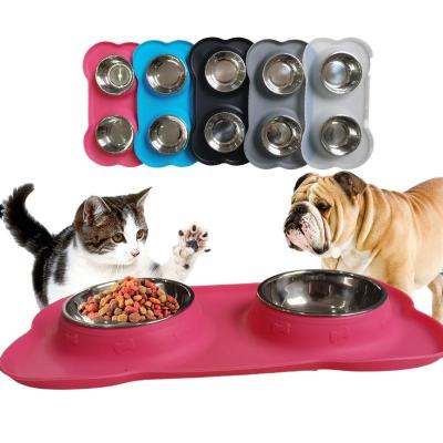 Cina Cucina per animali domestici in acciaio inossidabile a doppia tazza in vendita