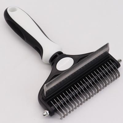 Cina Pet 2-in-1 Detangling Grooming Comb Cat Hair Cleaner Rimozione denso dente cane rastrello spazzola in vendita