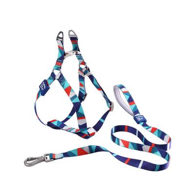 China Pet Printed Harness Polyester Leash Set For Medium And Large Dogs for sale