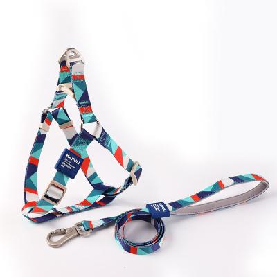 China Pet Printed Harness Polyester Leash Set For Medium And Large Dogs for sale