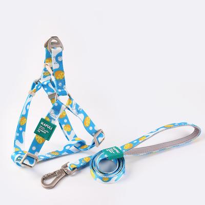 China Pet Printed Harness Polyester Leash Set For Medium And Large Dogs for sale
