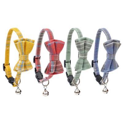 Cina Cravatta a farfalla pura dell'animale domestico del plaid 28X1cm del cotone del cane in vendita