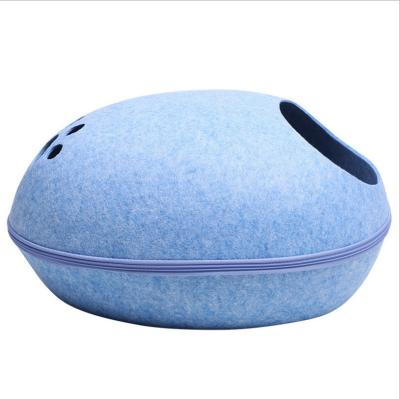 China Washable Four Seasons Felt Semi Enclosed Cat Bed for sale