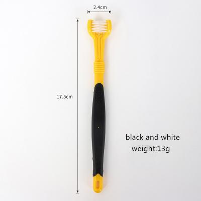 China Three Head Three Sided Plastic Pet Toothbrush for sale