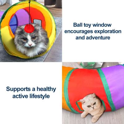 中国 Pomの球が付いている携帯用折りたたみ3つの方法猫のトンネル 販売のため