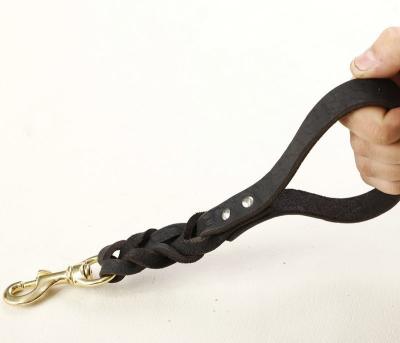 Cina Corda della catena del cane della breve trazione di cuoio della mucca dell'animale domestico grande dorata in vendita