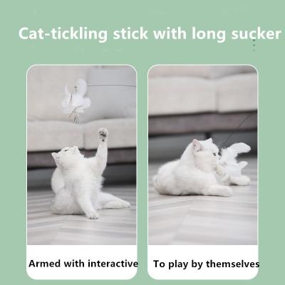 China Cat Interactive Toy Replacement Head Feather Wire Cat-Teaser Toy Suction Cup Retractable From Hi Cat-Teaser Stick for sale