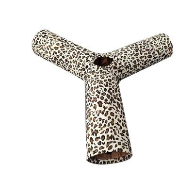 China Luxuoso curto Cat Tunnel Funny Cat Cat dobrável Toy Three-Way Rolling Dragon do leopardo novo do animal de estimação à venda